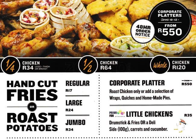 Primi Roastery Menu, Menu for Primi Roastery, V & A Waterfront, Cape ...